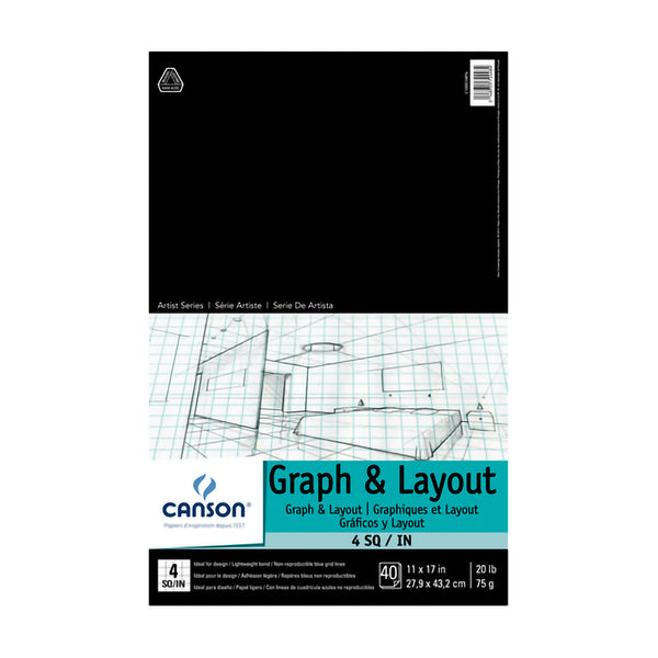 CROSS SECTION PAPER PAD 4'' x 4'' GRID 11'' x 17'' - Hull's Art Supply ...