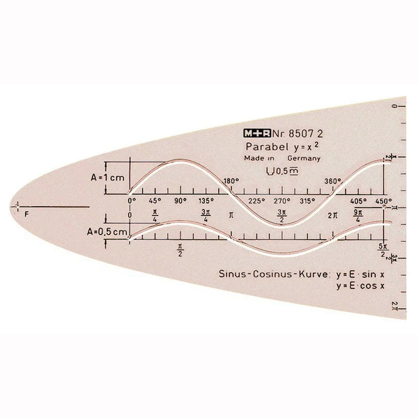 M&R PARABOLA TEMPLATE SINE & COSINE CURVE ACRYLIC - Hull's Art Supply ...