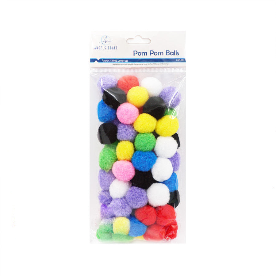 POM - POMS, ASSORTED COLORS APPROX - 3CM (60PC) - Hull's Art Supply ...