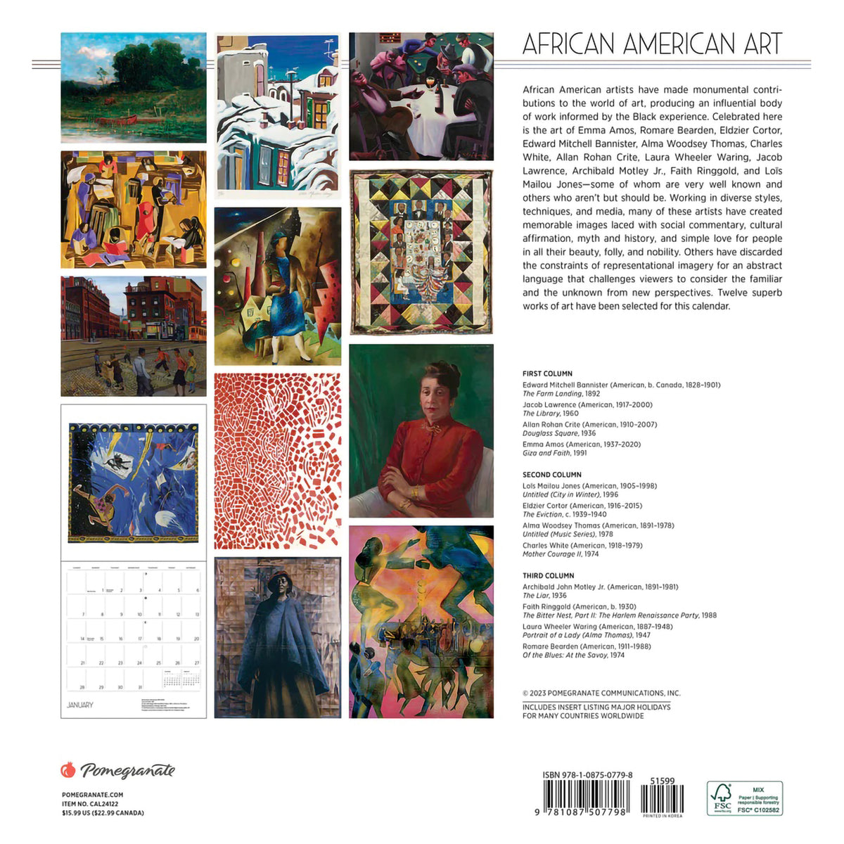 WALL CALENDAR 2026 - AFRICAN AMERICAN ART - Hull's Art Supply & Framing